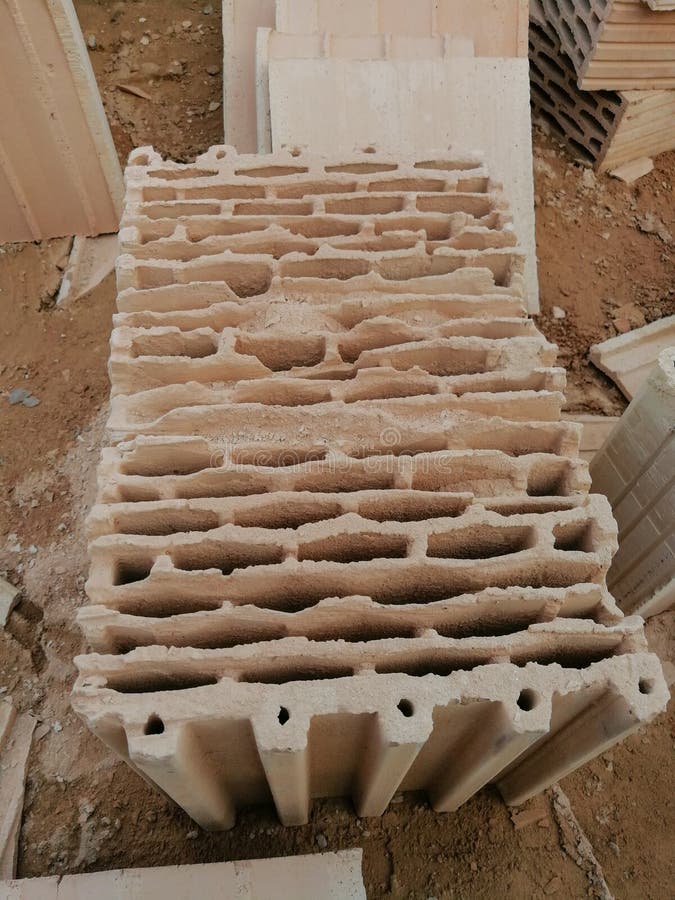Ceramic Block Wall in Construction Site Stock Photo - Image of durable ...