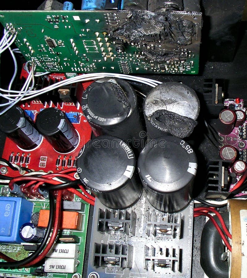 Damaged circuit board stock photo. Image of components - 16323318