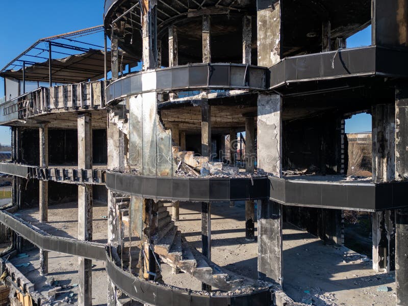 A Damaged Commercial Building or Hotel after a Devastating Fire. the ...