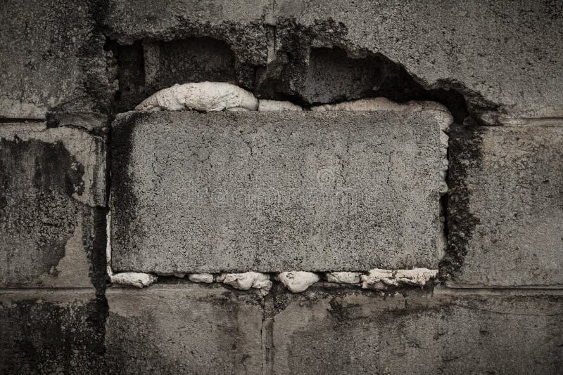 Damaged Concrete Block Wall Background Stock Photo - Image of brickwork ...