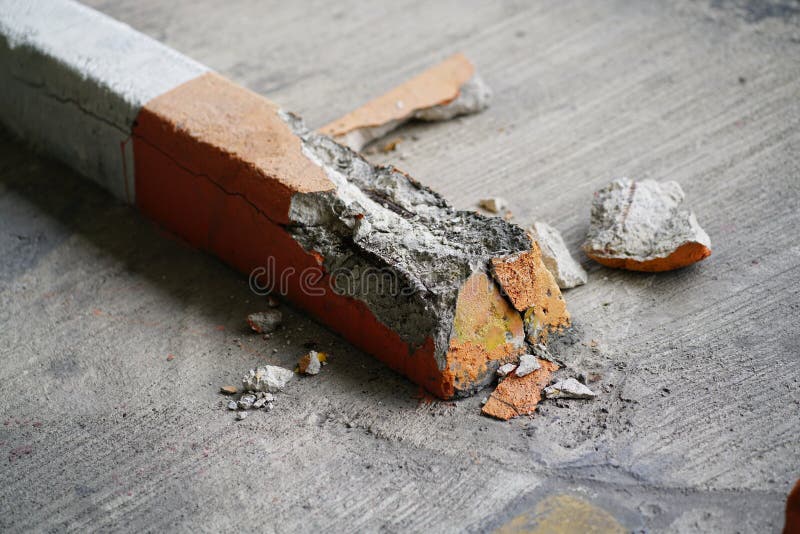 Damaged Concrete Parking Stop Block Stock Image - Image of iron, area ...