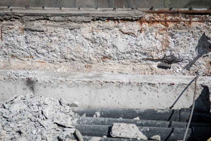 Damaged Concrete Structures. Bridge in Bad and Emergency Condition ...