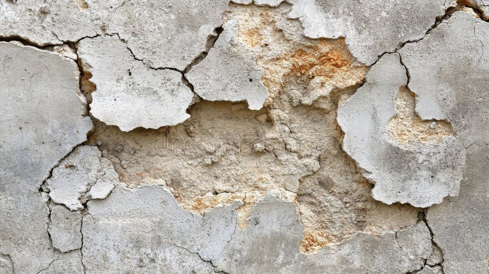 Damaged Concrete Wall Showing Extensive Cracking and Deterioration ...