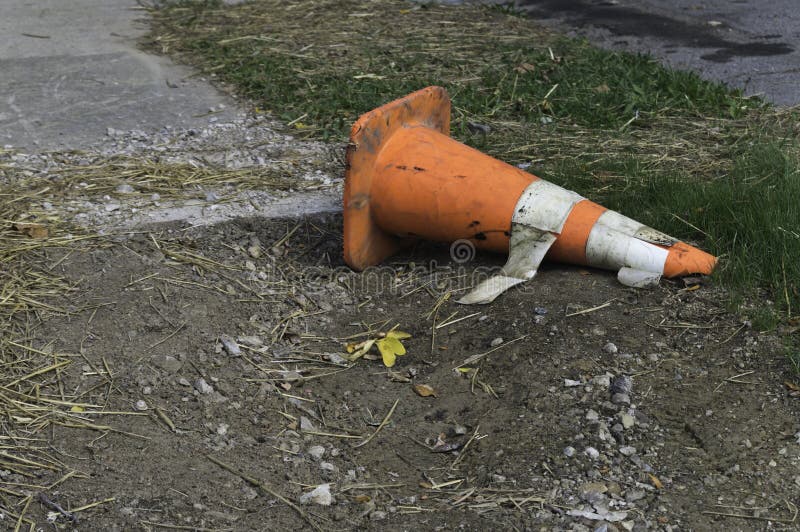 Damaged Construction Cone stock image. Image of grunge - 34300547