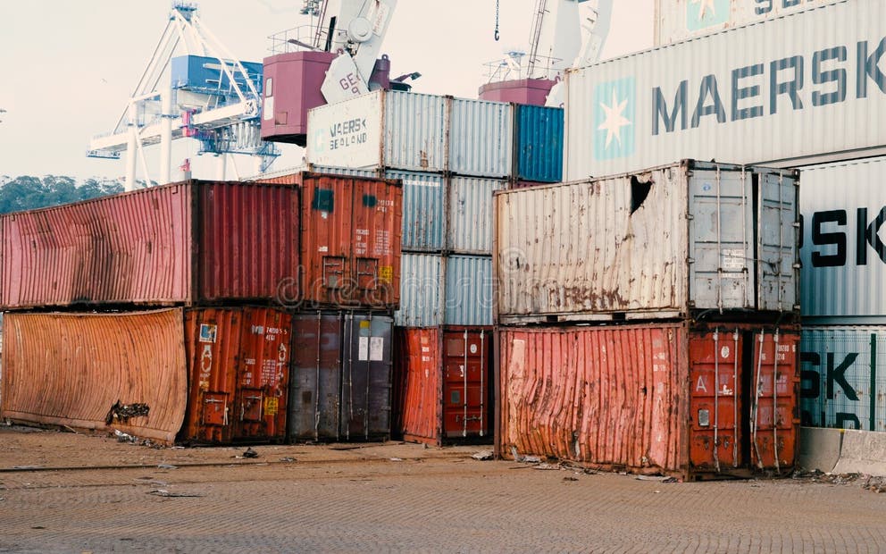 Damaged Containers on Docks Editorial Photo - Image of vessel ...