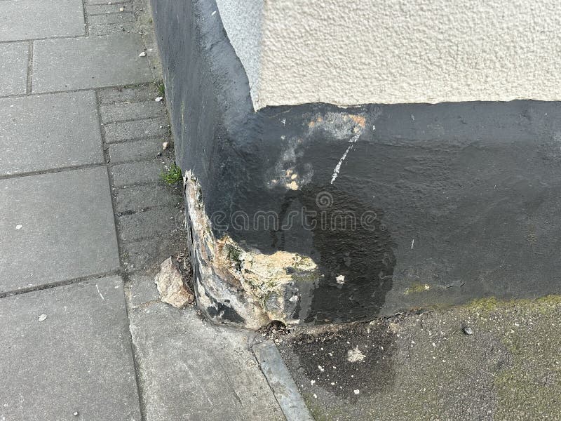 Damaged Corner of Rendered House, Damage To Render Stock Image - Image ...