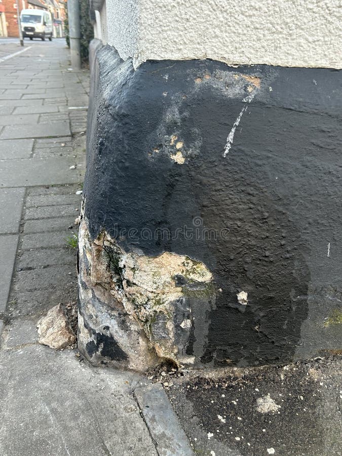 Damaged Corner of Rendered House, Damage To Render Stock Image - Image ...