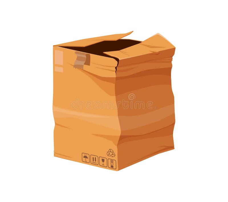 Damaged, Crumpled, Broken Cardboard Delivery Box Stock Vector ...