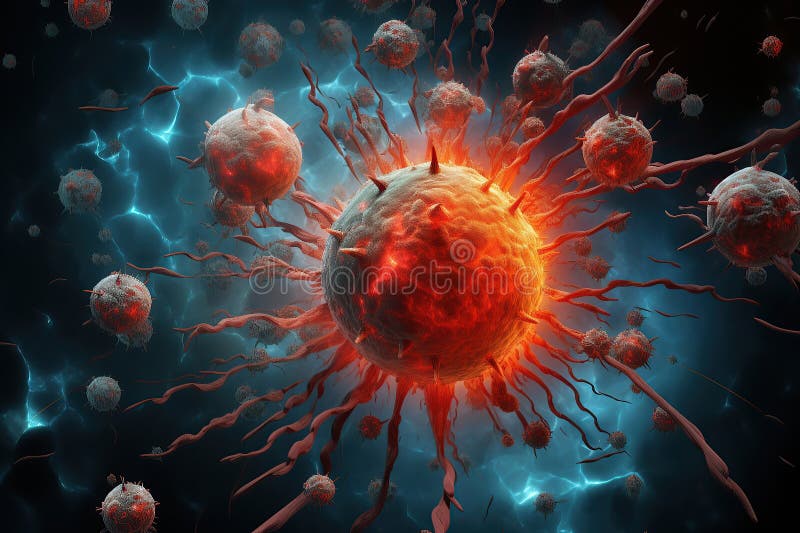 Damaged cancer cell stock illustration. Illustration of biology - 297258037
