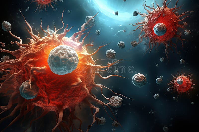 Damaged cancer cell stock illustration. Illustration of health - 297258050