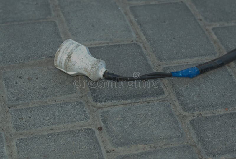 Damaged Defective Electric Cable Stock Image - Image of defective ...