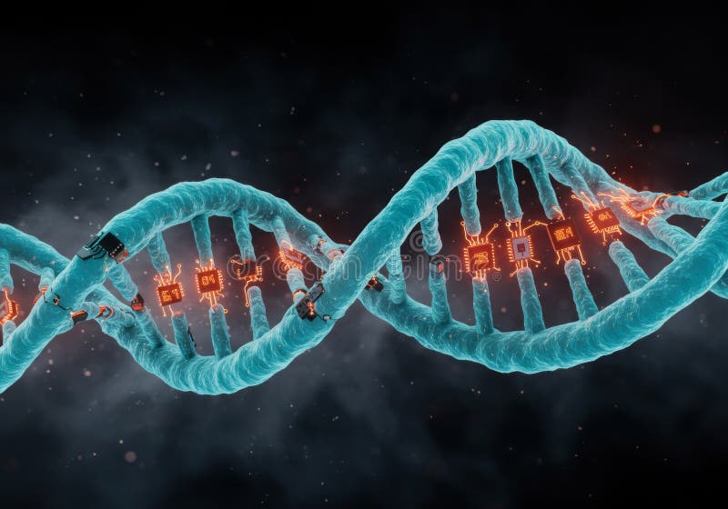 Damaged DNA Strand Glowing Cyan Helix Stock Illustration - Illustration ...