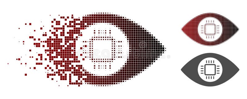 Damaged Dotted Halftone Eye Lens Processor Icon Stock Vector ...
