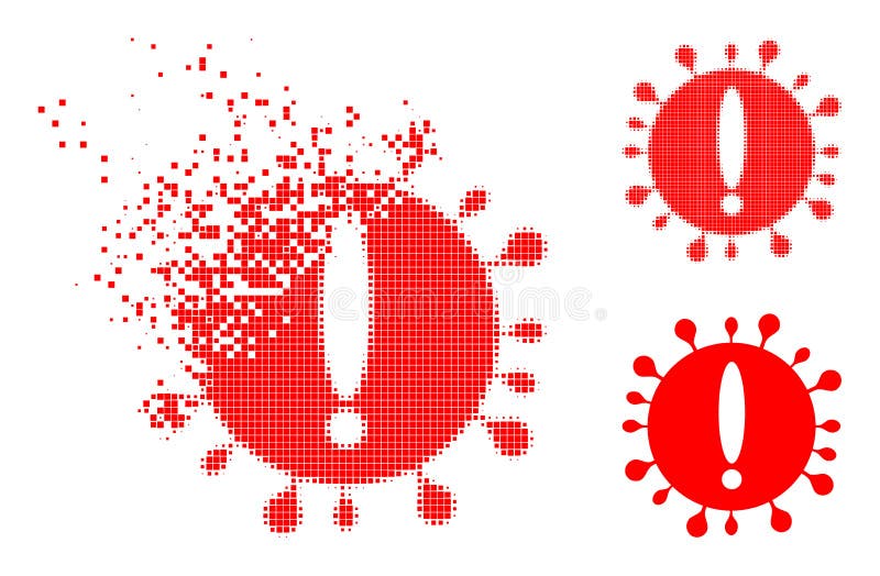 Dissolved Dot Virus Exclamation Glyph with Halftone Version Stock ...