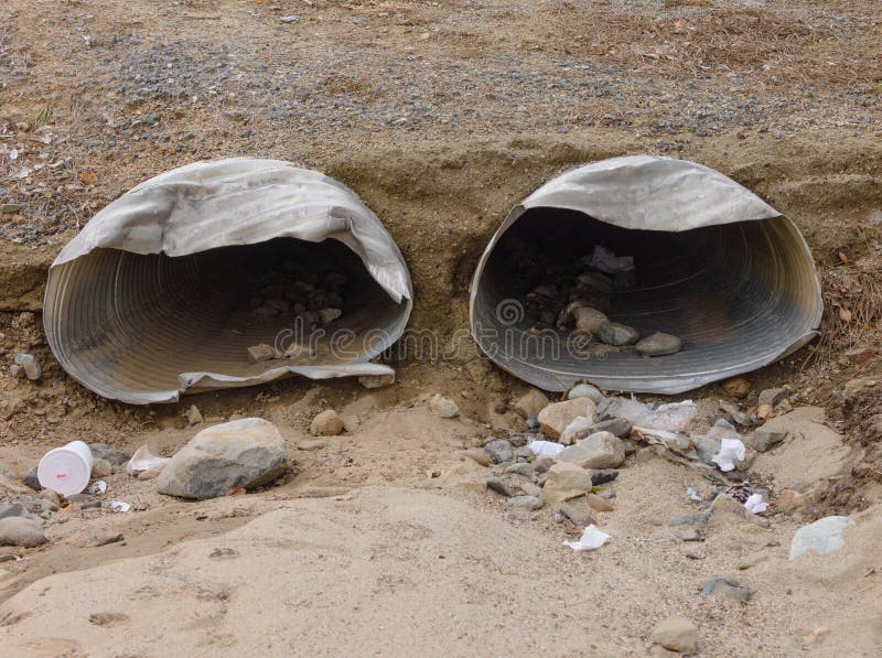 Damaged drainage system stock image. Image of sand, damaged - 87828747