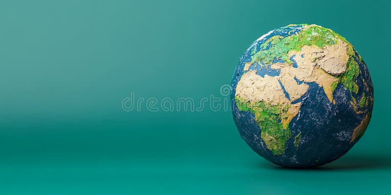 Damaged Earth Globe on Teal Background Showing Climate Change Effects ...