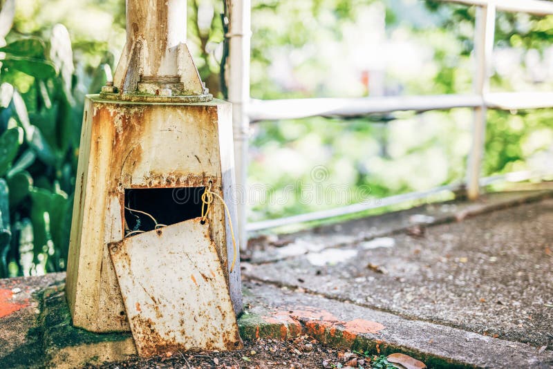 Damaged Electric Pole Control Panel Stock Image - Image of business ...