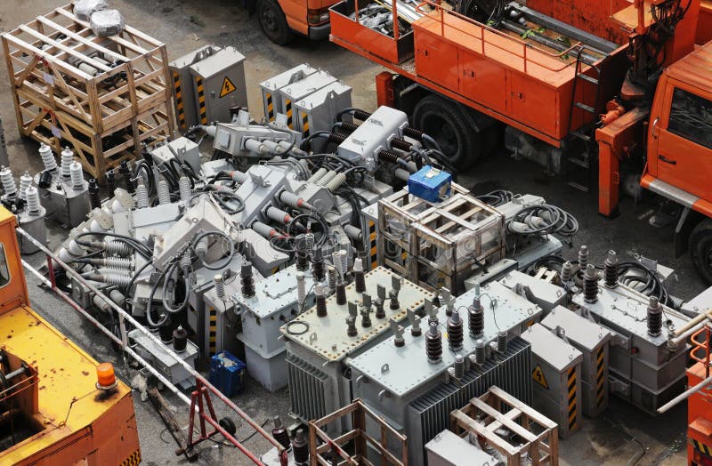 Electrical Transformer Yard Equipment Stock Photo - Image of ...