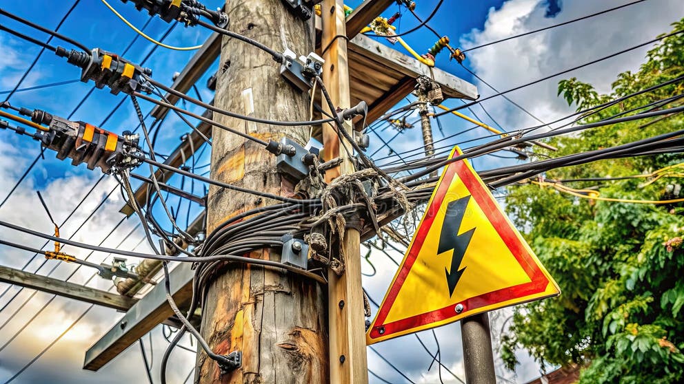 Damaged Electrical Pole a Visual Warning of Electrocution Hazards and ...