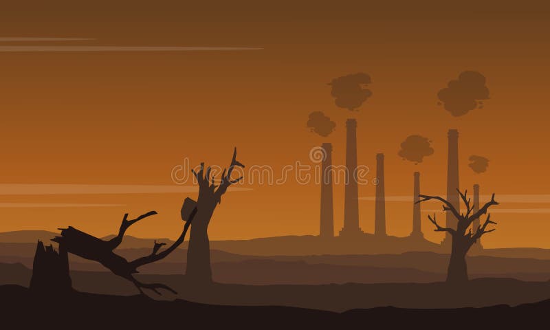 Damaged Forest Bad Environment Scenery Silhouette Stock Vector ...