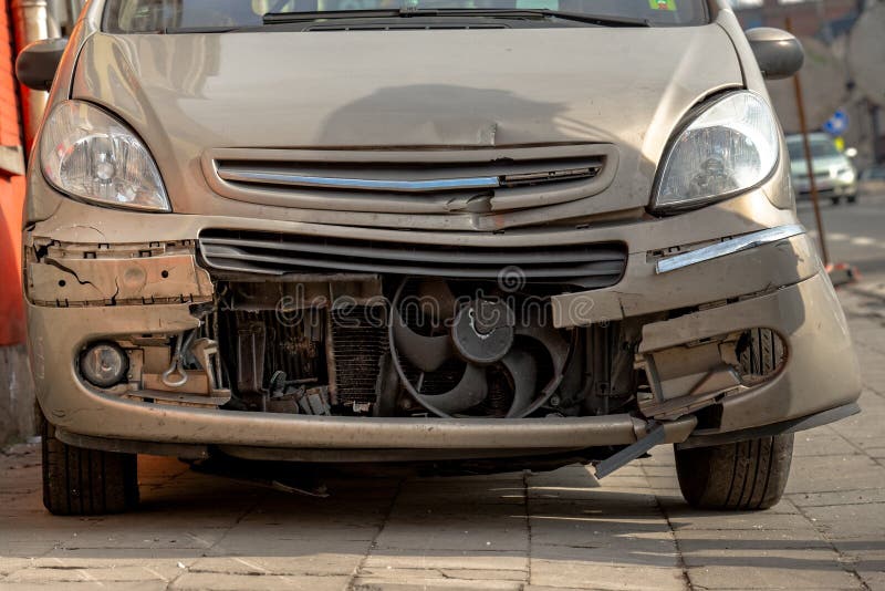 Damaged Front Part of a Car Stock Image - Image of traffic, emergency ...