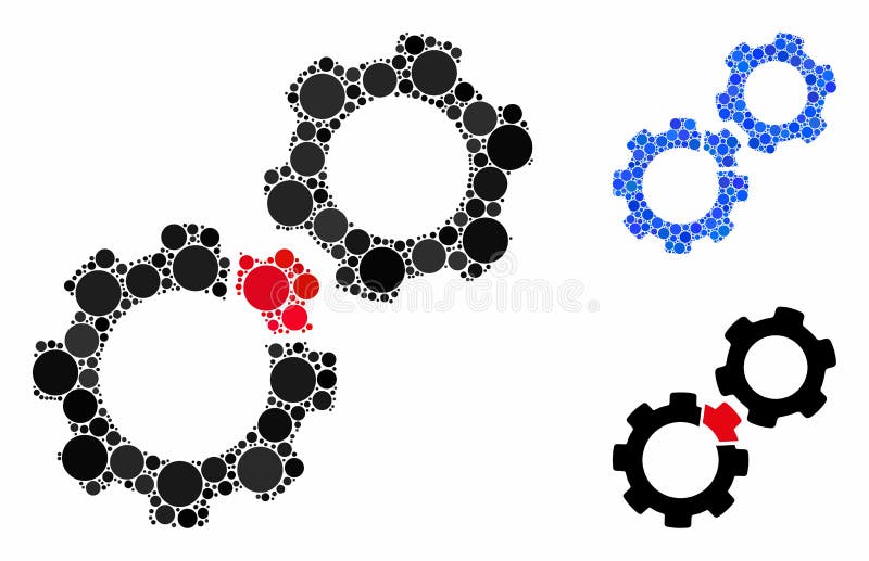 Damaged Gears Mosaic Icon of Circle Dots Stock Illustration ...