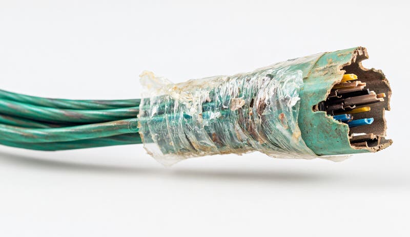 Damaged Green Cable Closeup Damaged Wire High Quality Image Stock ...