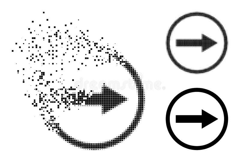 Damaged and Halftone Dotted Right Rounded Arrow Glyph Stock Vector ...