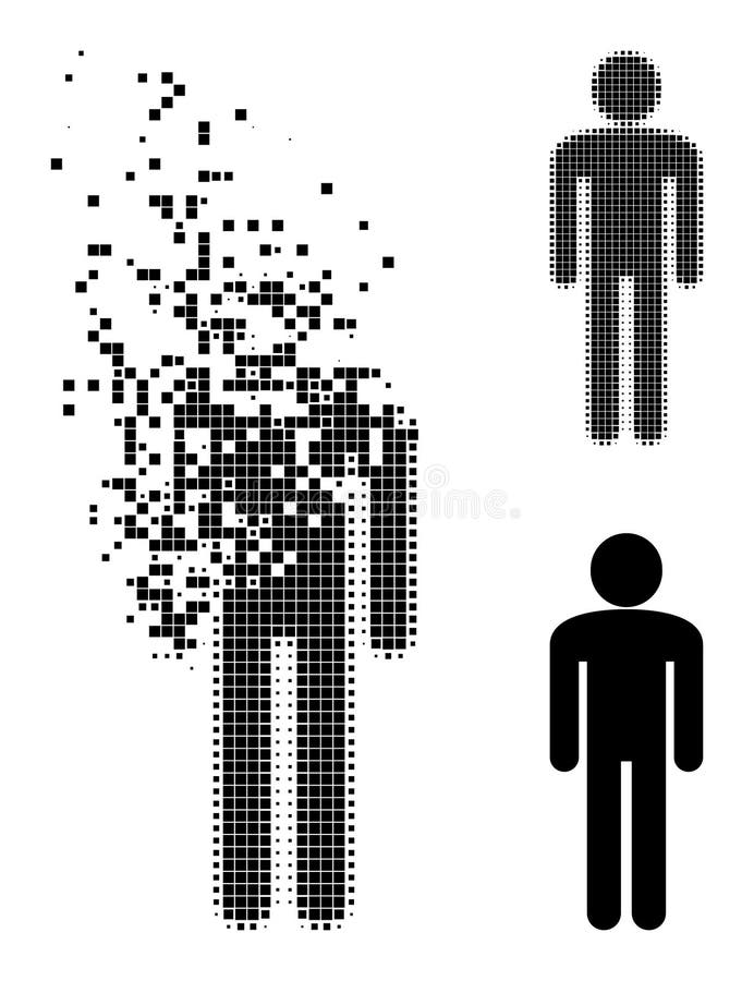 Damaged And Halftone Pixel Man Icon Stock Illustration - Illustration ...