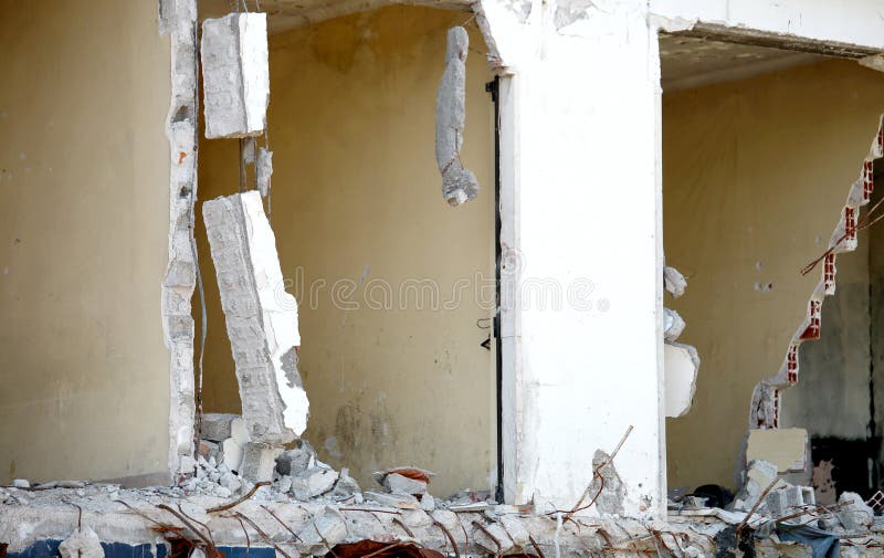 Damaged house stock photo. Image of wall, demolished - 117616884