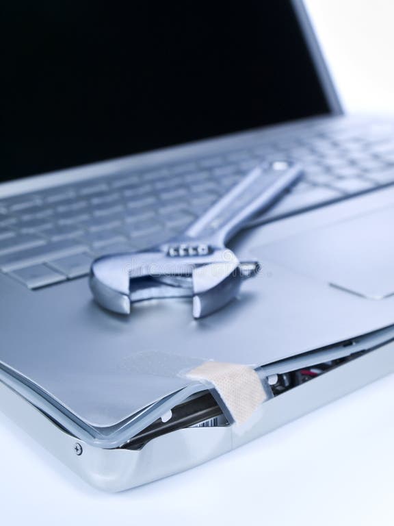Damaged laptop stock photo. Image of mechanical, emergency - 12934276