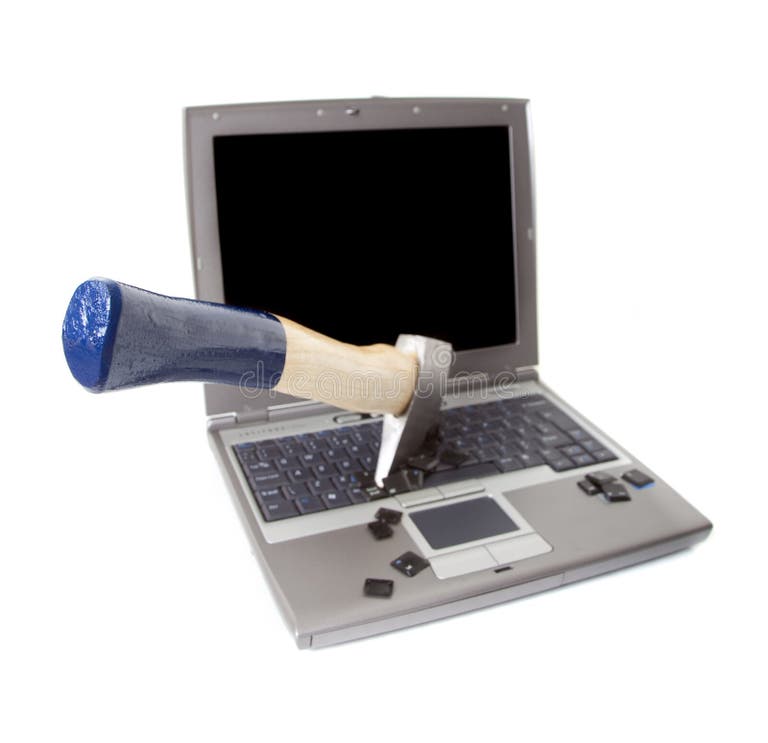 Damaged Laptop Computer stock photo. Image of chop, mischief - 8830990