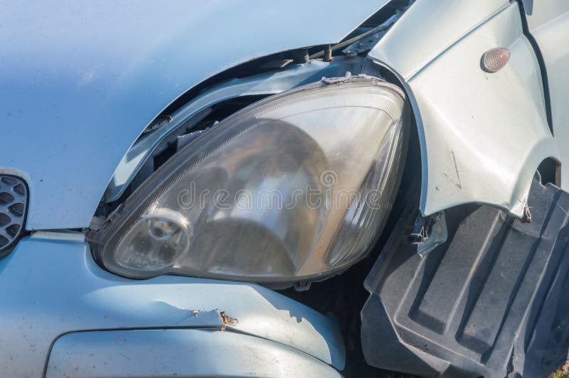 Damaged Left Front Headlamp after Car Accident Stock Image - Image of ...