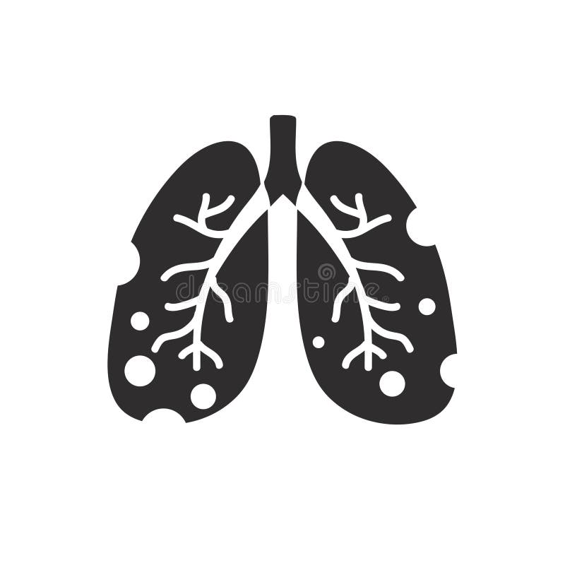 Damaged Lungs Flat Icon, Vector Illustration Stock Illustration ...