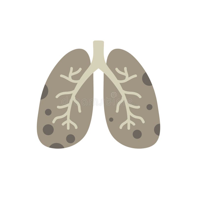 Damaged Lungs Flat Icon, Vector Illustration Stock Illustration ...