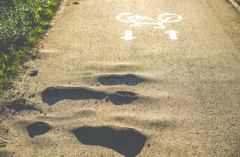 Bicycle Path is Damaged, Dangerous To Use Stock Image - Image of ...