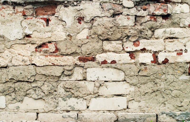 Damaged Old White Wall, Bricklaying Stock Image - Image of building ...