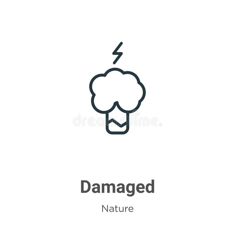 Damaged Outline Vector Icon. Thin Line Black Damaged Icon, Flat Vector ...
