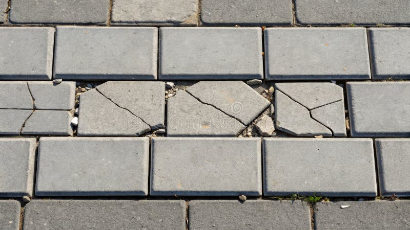 Damaged Paving Material Urban Environment High Angle Closeup View ...