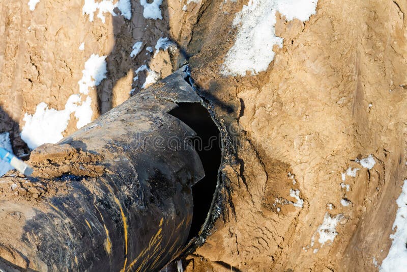 Damaged Piece of Pipe of the Main Gas Pipeline Stock Photo - Image of ...