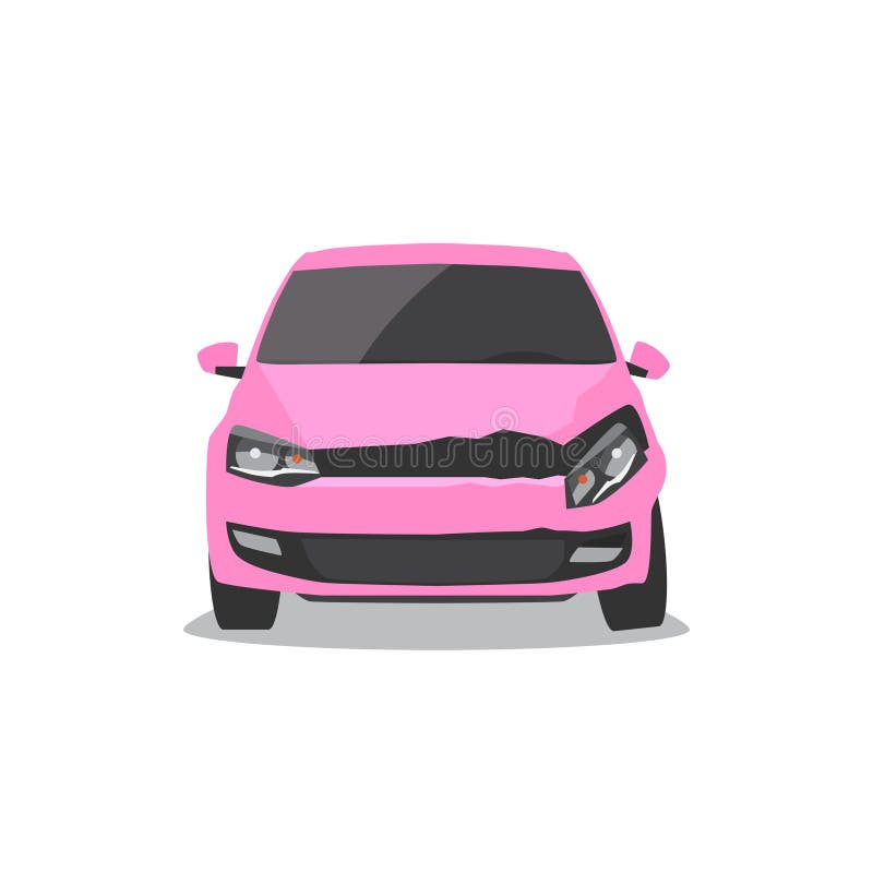 Damaged Pink Car. Car Accident Stock Vector - Illustration of cartoon ...