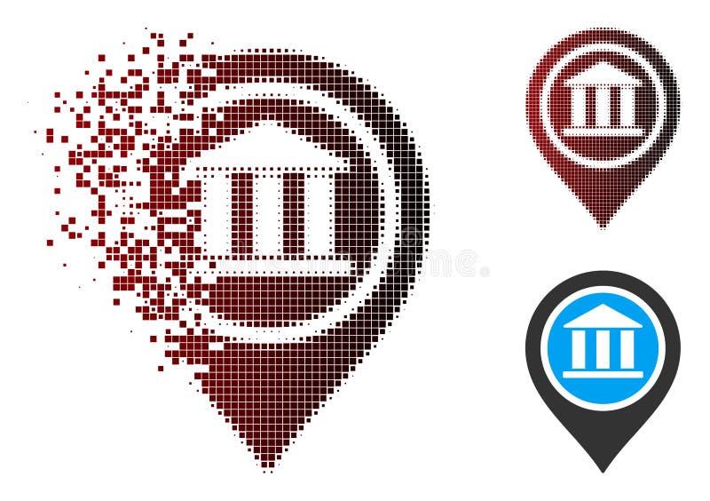 Damaged Pixel Halftone Bank Map Pointer Icon Stock Vector ...