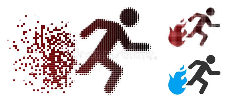 Damaged Pixel Halftone Fired Running Man Icon Stock Vector ...