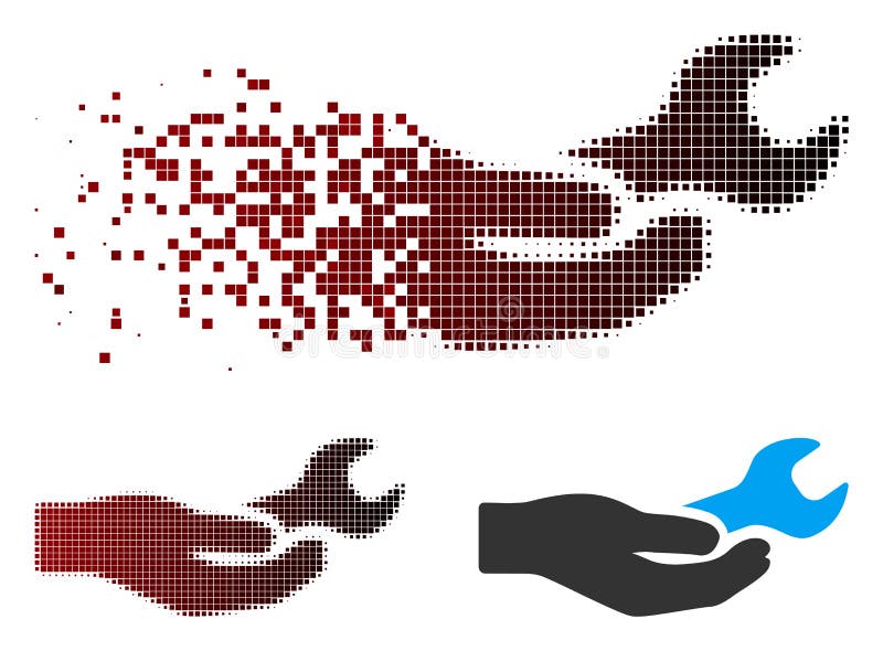 Damaged Pixel Halftone Repair Service Icon Stock Vector - Illustration ...