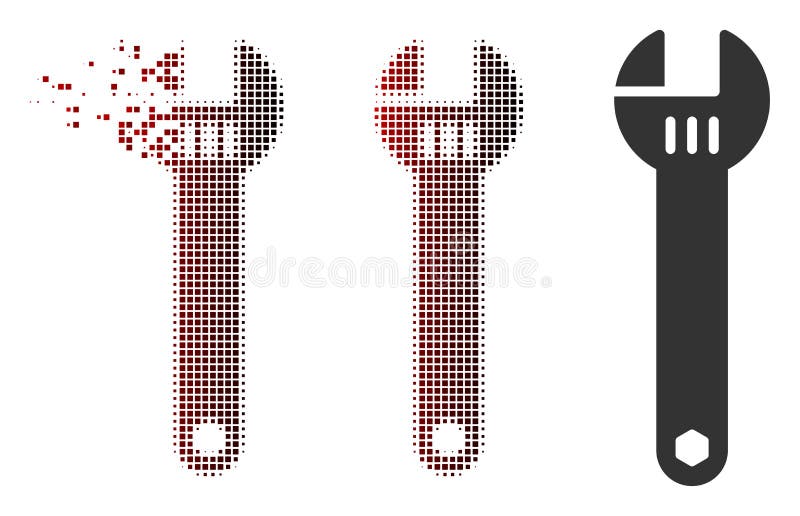 Damaged Pixel Halftone Spanner Icon Stock Vector - Illustration of ...