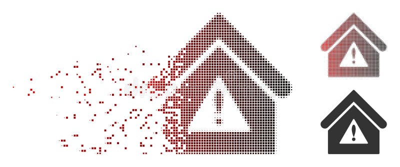 Damaged Pixel Halftone Warning Building Icon Stock Vector ...