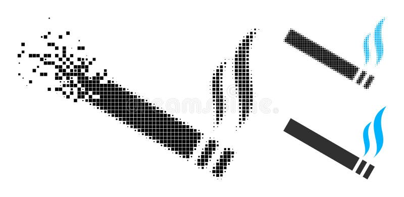 Damaged Pixelated Cigarette Smoke Icon with Halftone Version Stock ...