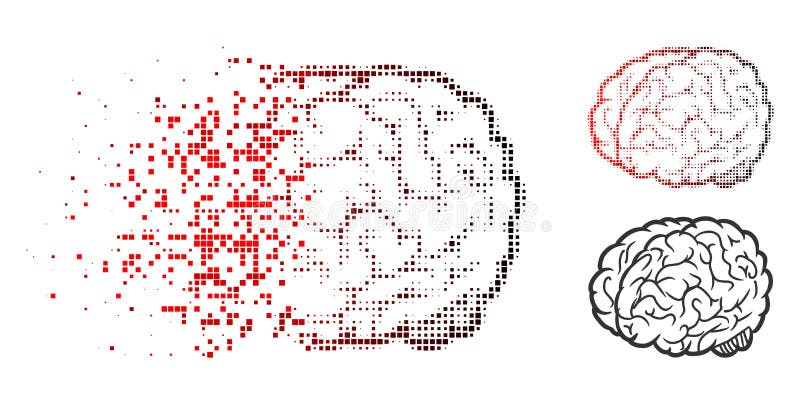 Damaged Pixelated Halftone Brain Icon Stock Vector - Illustration of ...