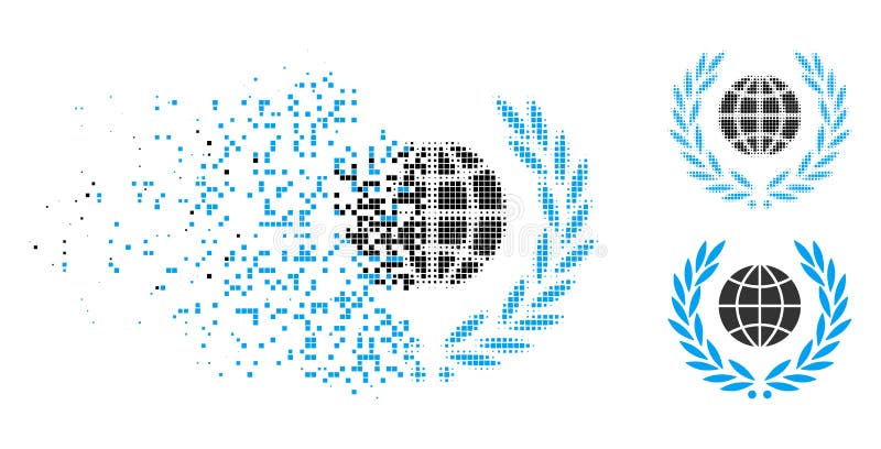 Damaged Pixelated Halftone Global Emblem Icon Stock Vector ...