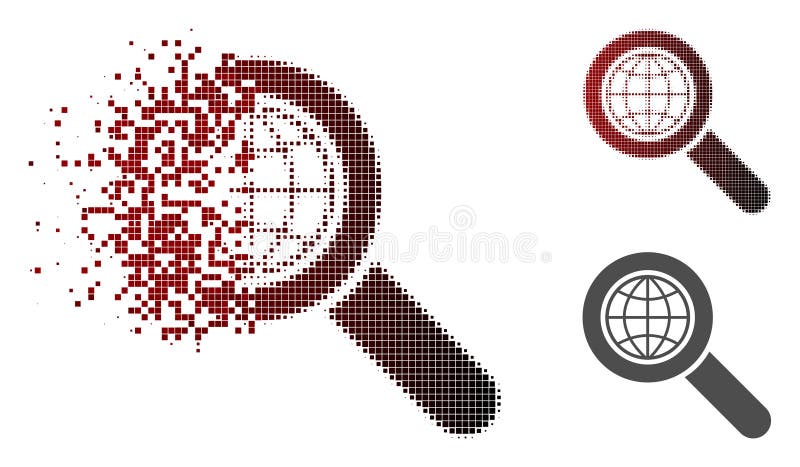 Damaged Pixelated Halftone Global Search Icon Stock Vector ...